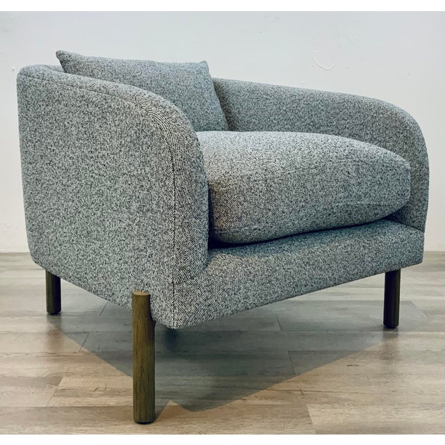 Modern Gray Tweed Club Chairs Pair | Chairish