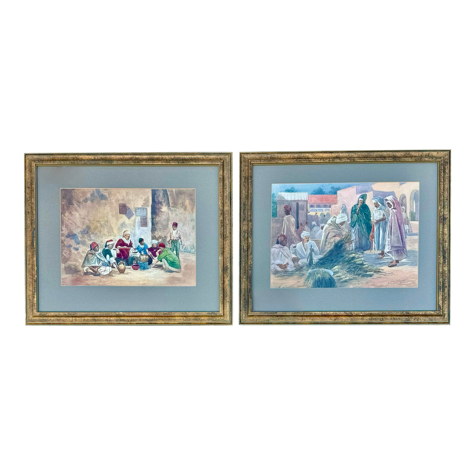 J. Ambrose Prichard Oriental Scene Watercolor Paintings, Signed ...