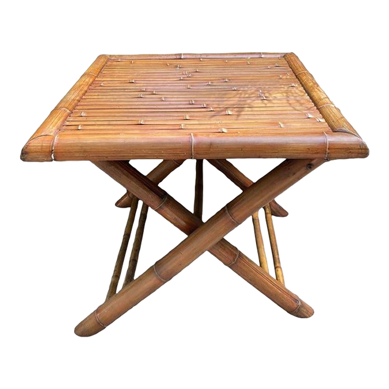 Vintage Folding Bamboo Table | Chairish