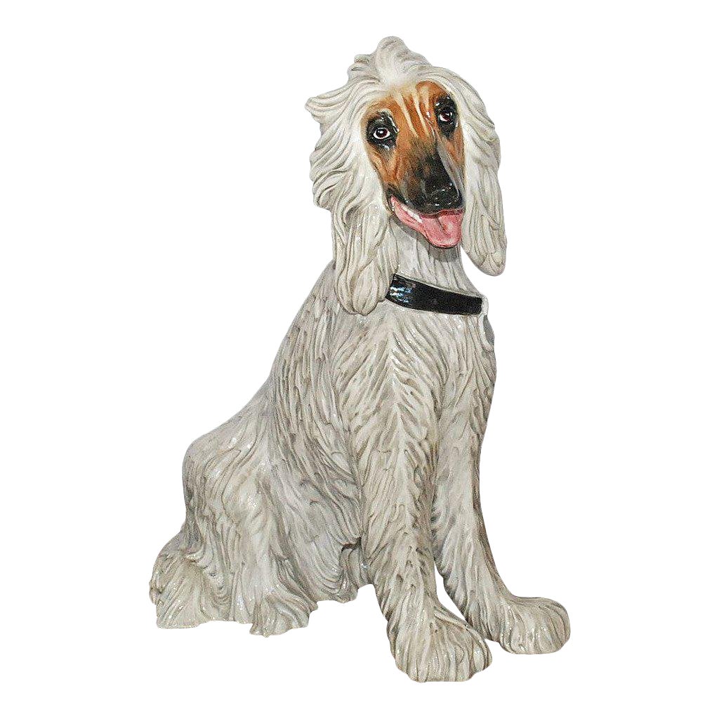 Large Vintage Italian Ceramic Dog Sculpture | Chairish