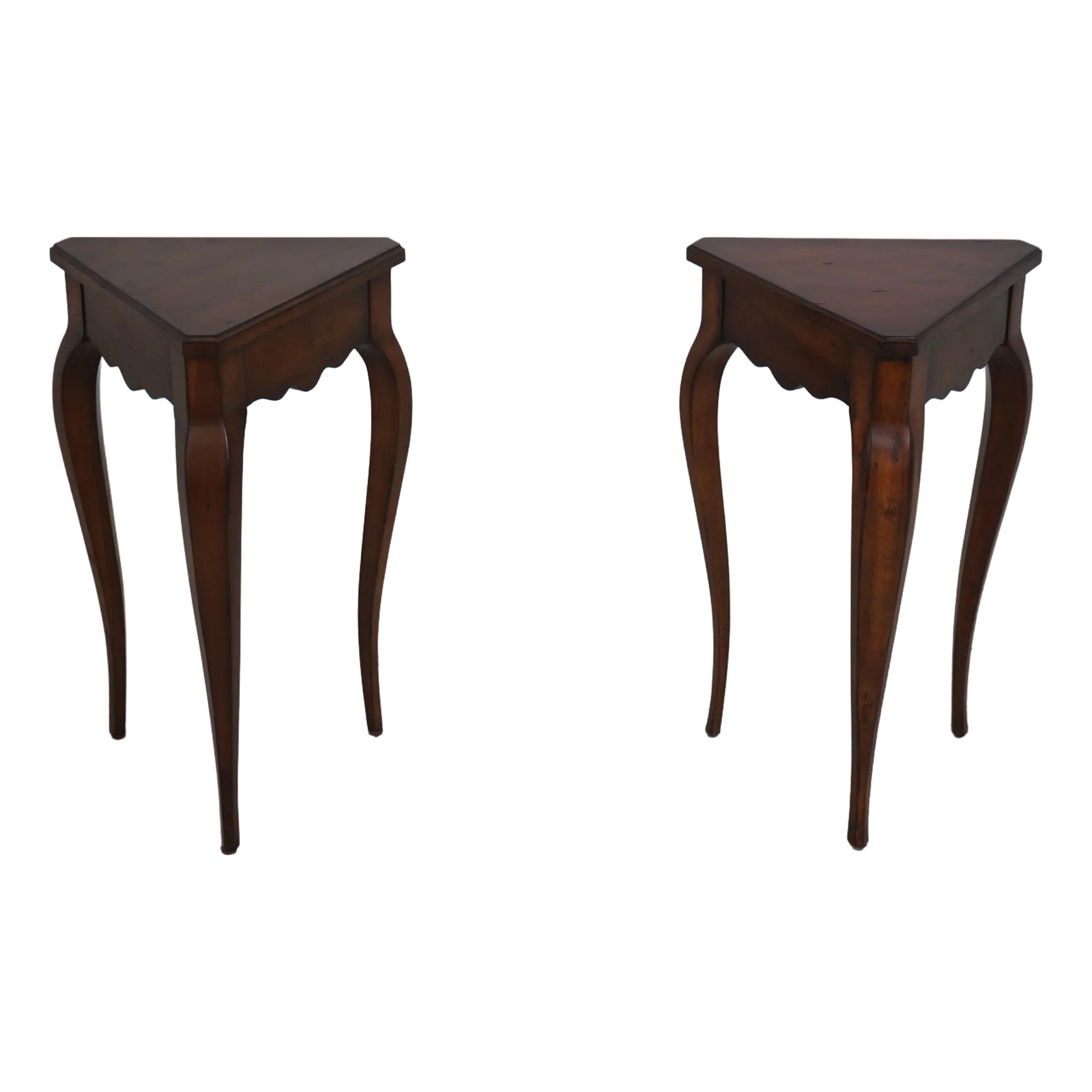 Pair Ethan Allen Country French Triangle Accent Tables | Chairish