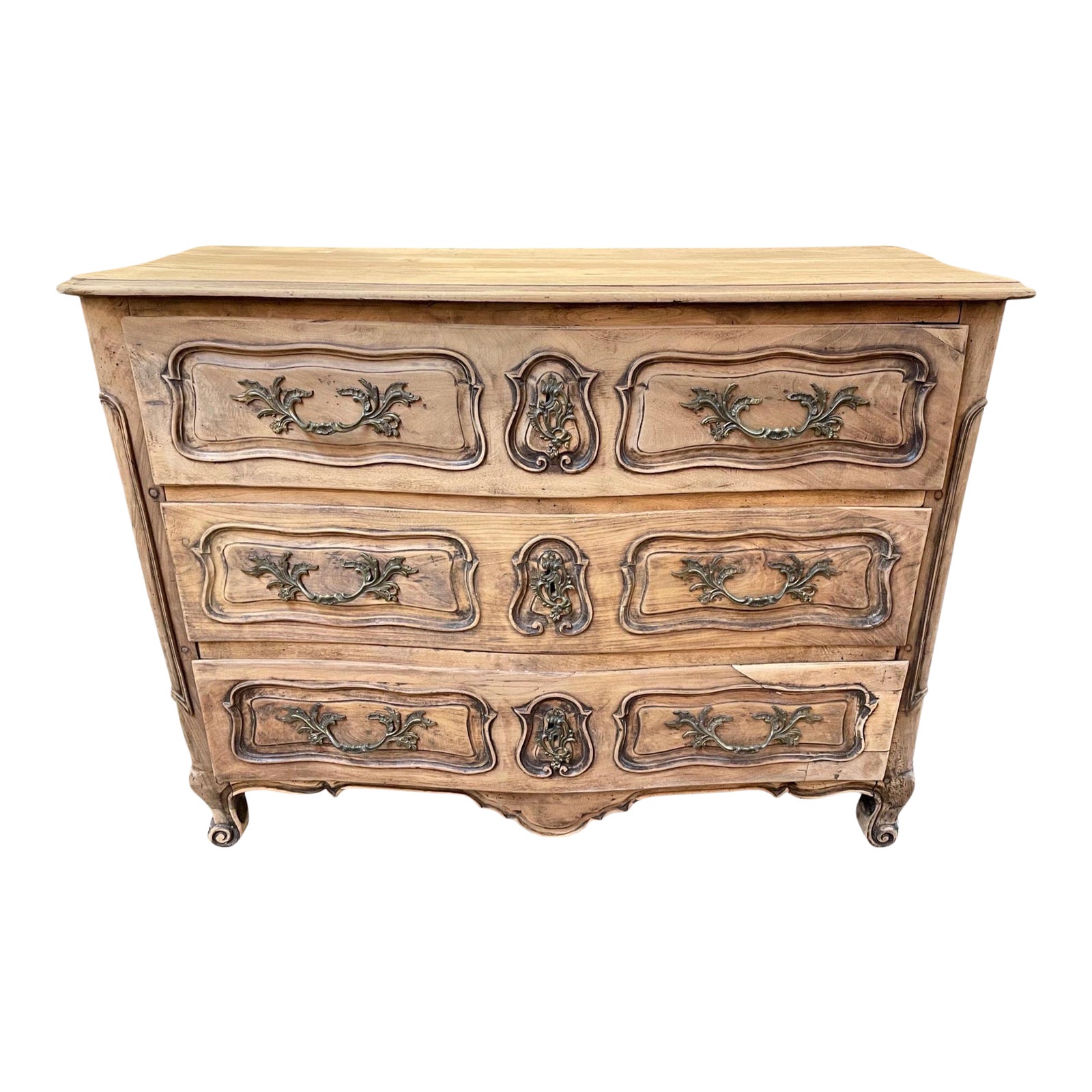 18th Century French Bleached Walnut Large Scale Commode | Chairish