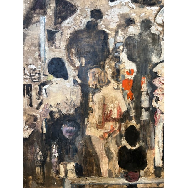 1960s Large Scale “Sur La Port” Oil on Canvas Painting by Alexandre ...
