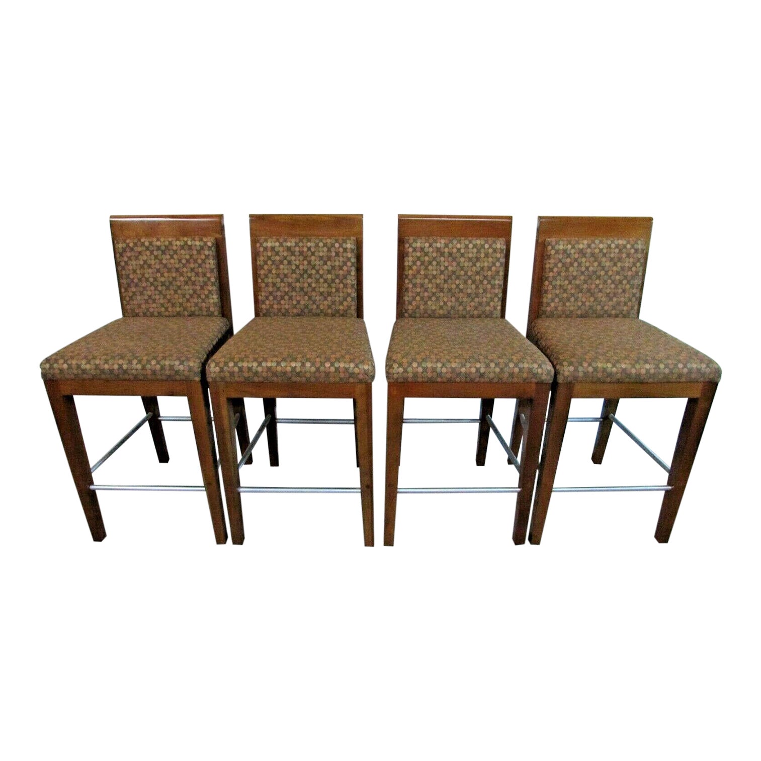 Late 20th Century Bright Chair Co. Upholstered Counter Stools - Set of ...