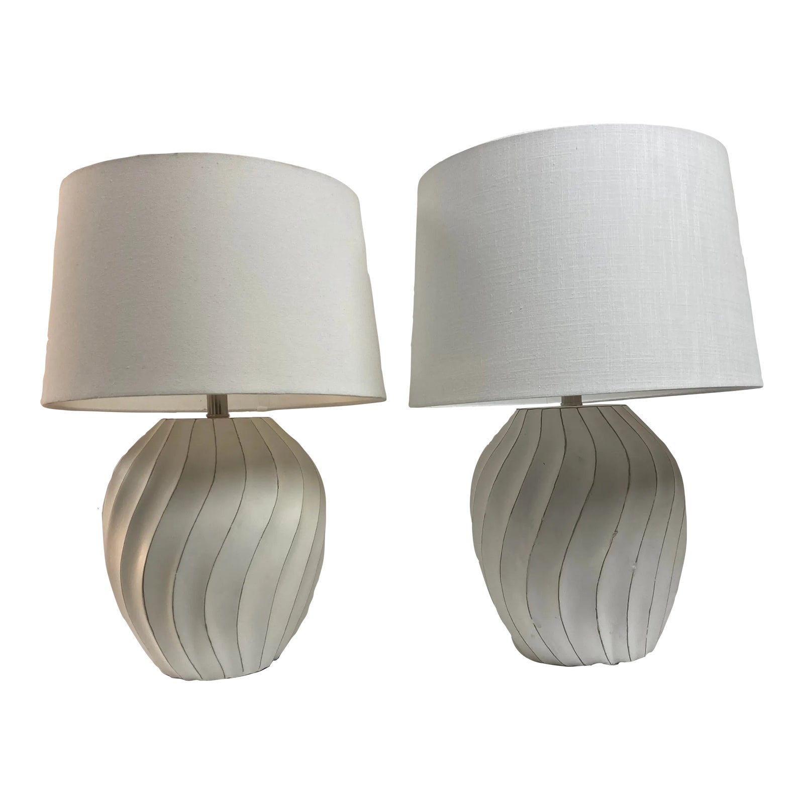 Boho Chic Organic Shaped Hand Carved Wood and Painted Table Lamps ...