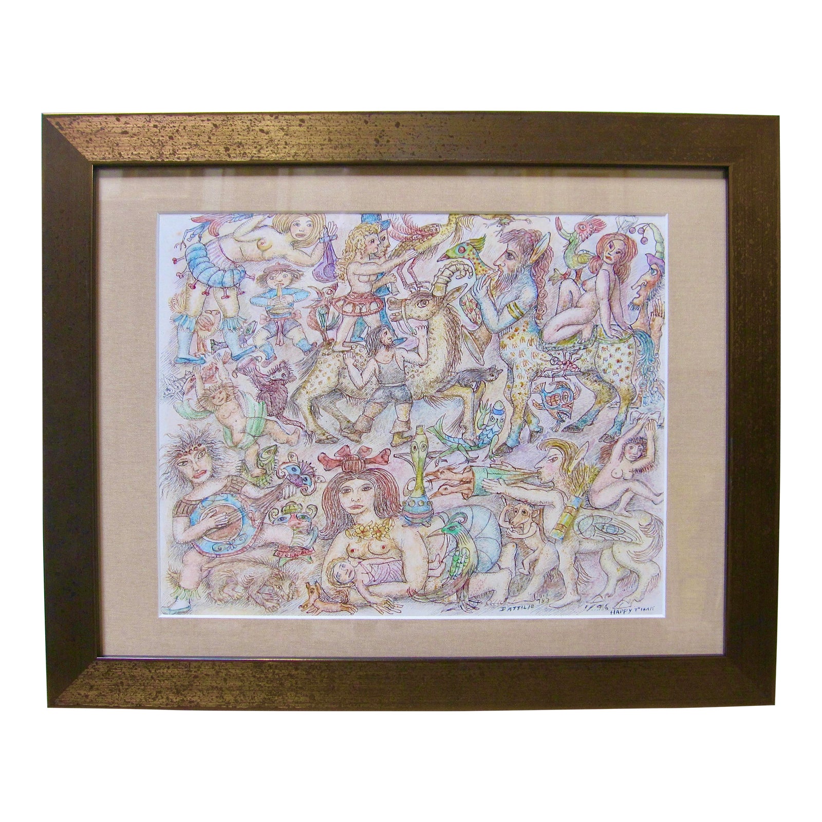 Vintage Surrealist Painting Signed Anthony d'Attilio Fantasy Mythology ...