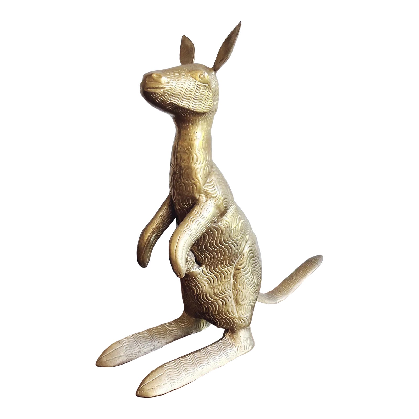 Vintage Large Indian Brass Kangaroo Statue | Chairish