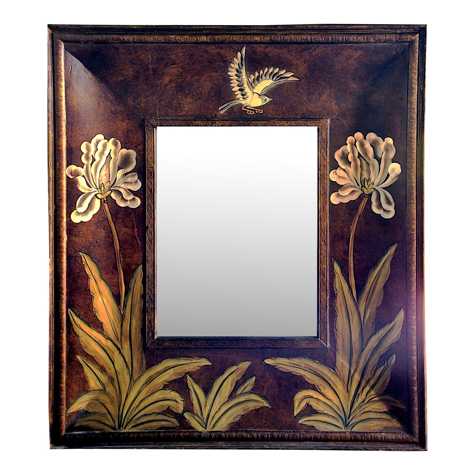 Late 20th Century Rustic Hand Painted Shadow-Box Wall Mirror | Chairish