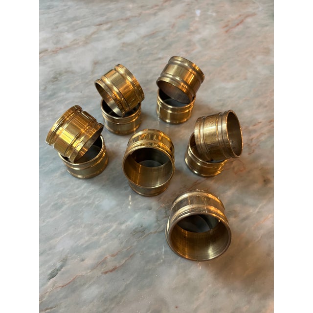 Set of 12 Late 20th Century Unlacquered Brass Napkin Rings | Chairish