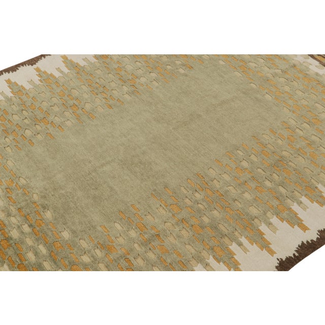 Rug & Kilim’s Scandinavian Style Rug in Green With Geometric Patterns ...