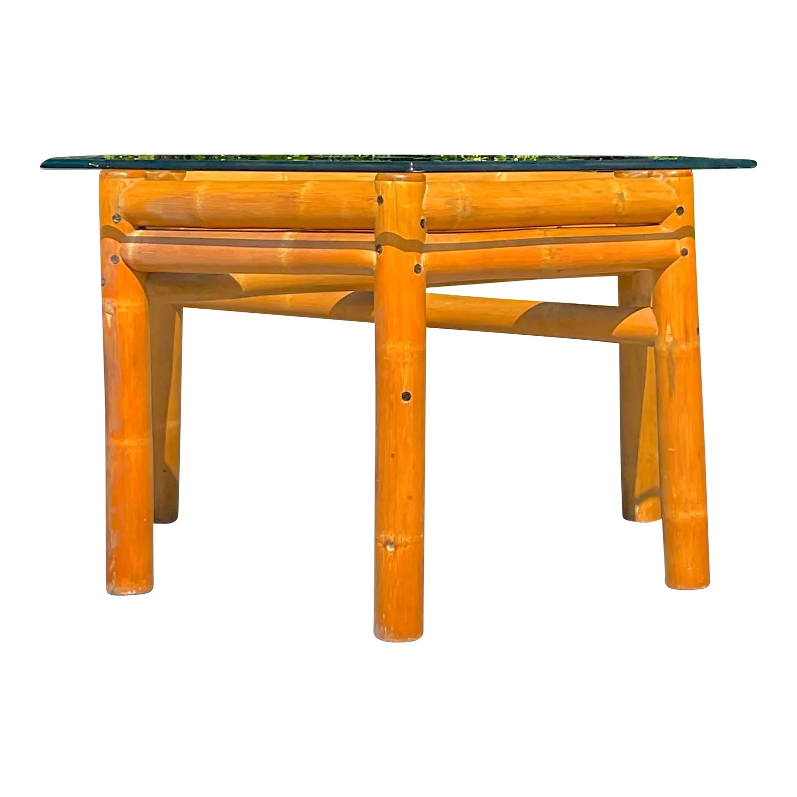 Late 20th Century Vintage Coastal Elephant Bamboo Octagon Dining Table ...