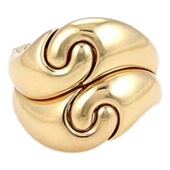 Marina B 18k Yellow Gold Double Stack Ying Yang Style Contour Ring Size ...