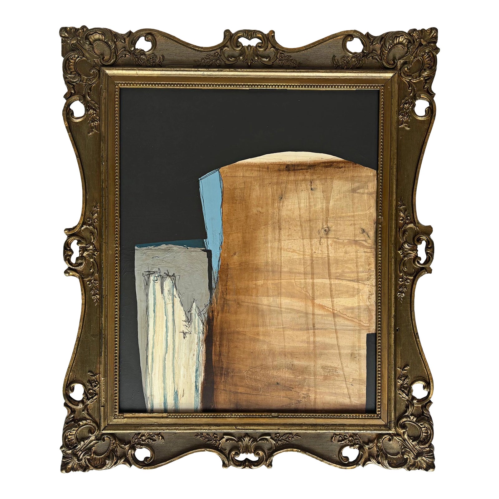 "Rapture" Abstract Art in Antique Frame, Transitional Wall Art in ...