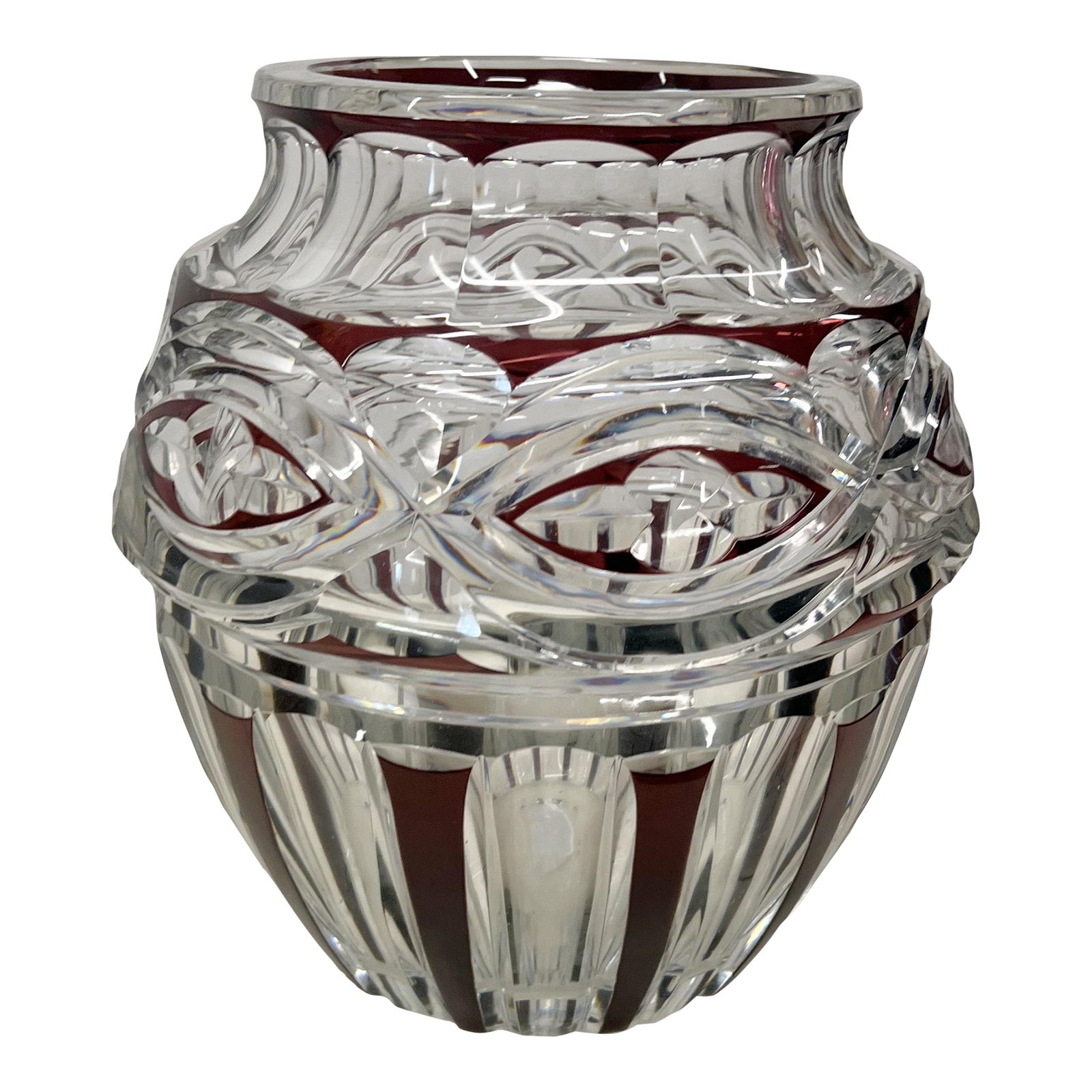 1930s Val St. Lambert Glass and Ruby Large Vase | Chairish