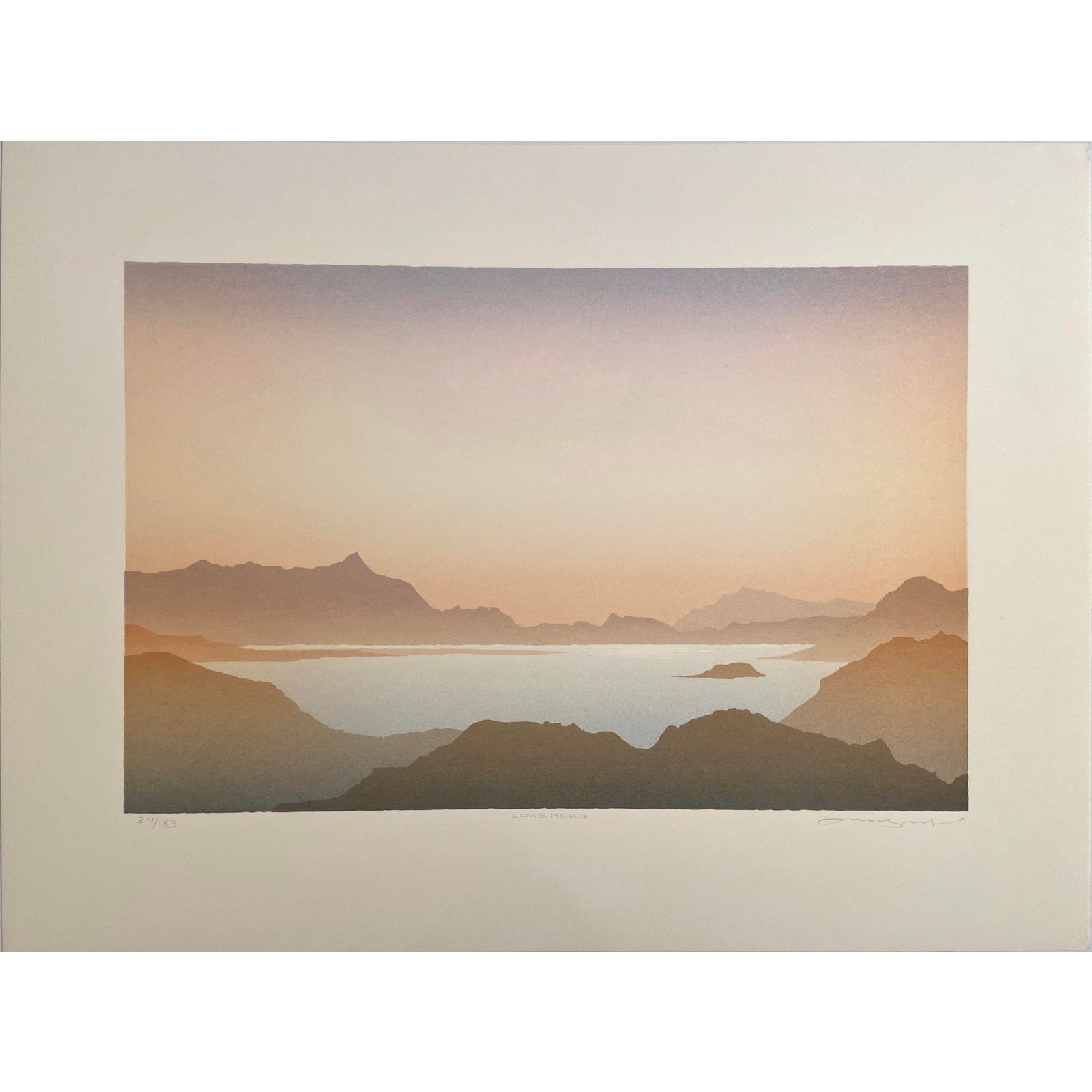 1990s "Lake Mead, Arizona and Nevada" Minimalist Landscape Silkscreen ...