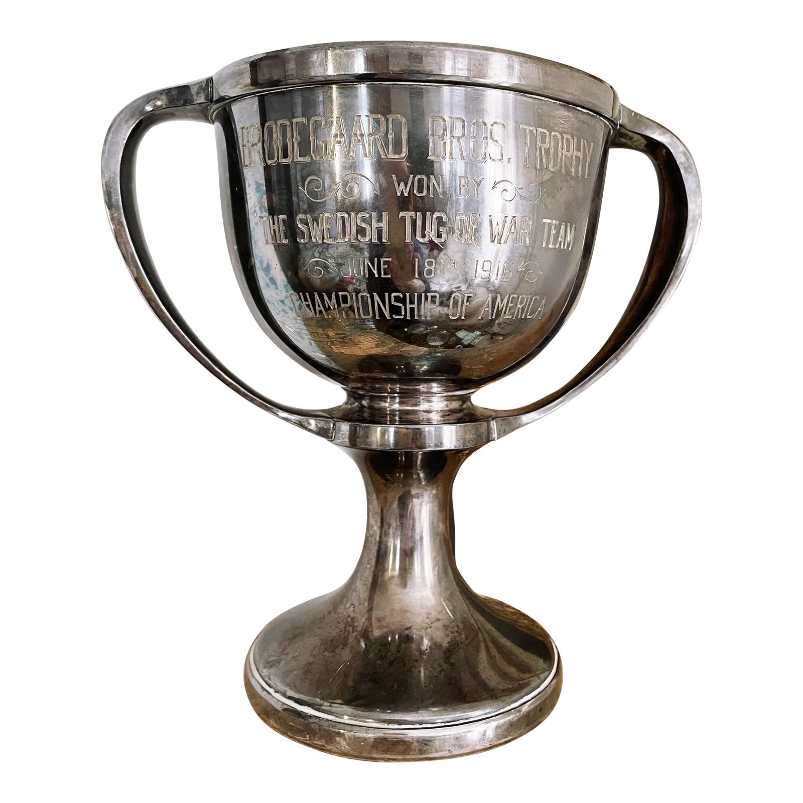 1916 Silver Plated Tug of War Championship of America Trophy | Chairish