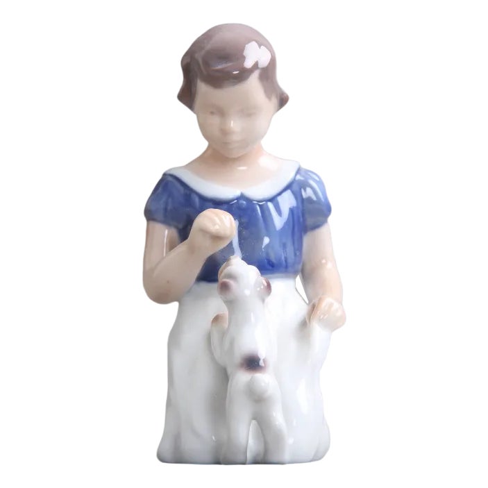 B&G 2316 Girls With Small Dogs Figurine from Bing & Grondahl | Chairish