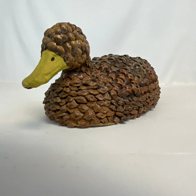 1950s Arts & Crafts Boho Chic Pine Cone Over Paper Mache’ Duck Figurine ...
