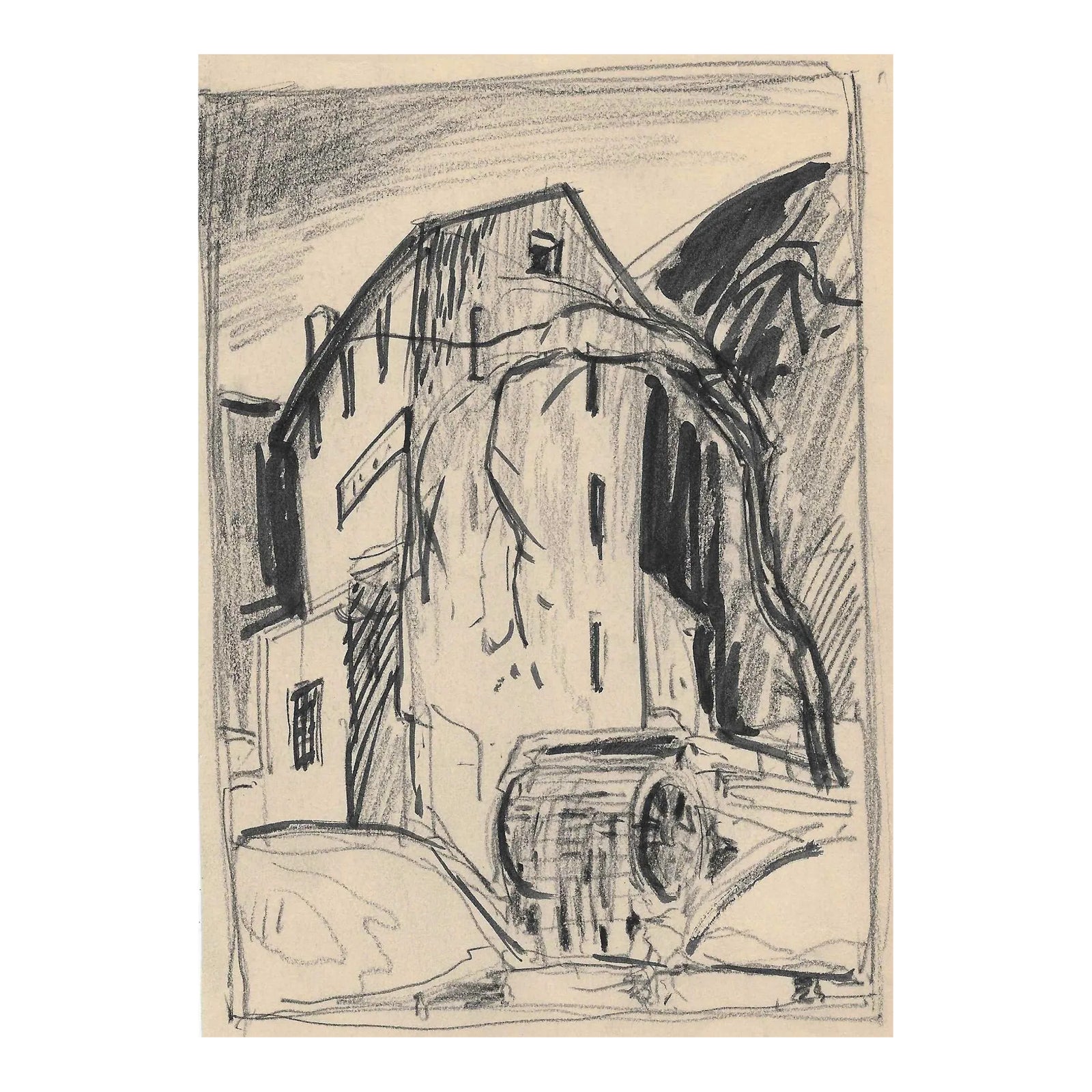 1940s Norman Kent Mill Drawing | Chairish