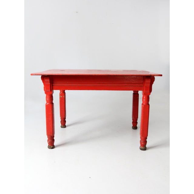 Antique Painted Red Table | Chairish