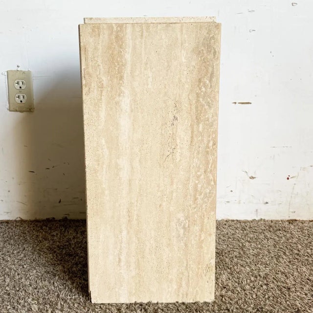 Italian Polished Travertine Rectangular Pedestal | Chairish
