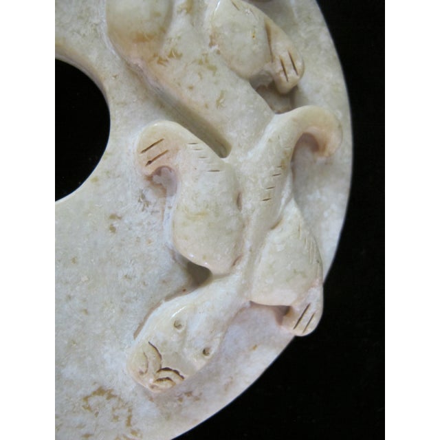 Chinese Zhou Double Dragon Carved Stone Bi Disc | Chairish