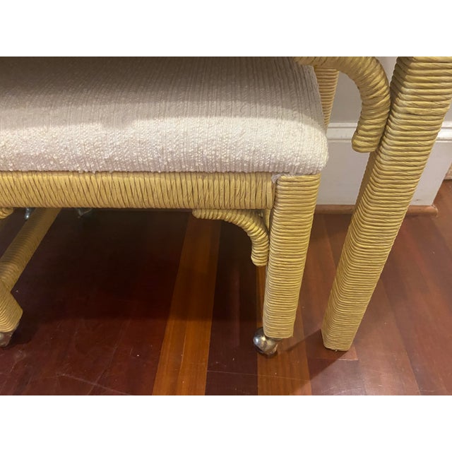 Vintage Henry Link Wrapped Wicker Console Entry Table With Two ...