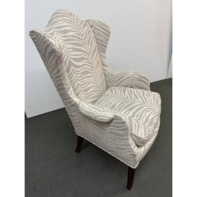 Custom Design Wingback Zebra Print Arm Chair | Chairish