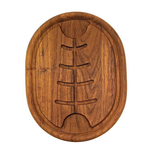 1970s Oval Shaped Teak Wood Carving Board | Chairish