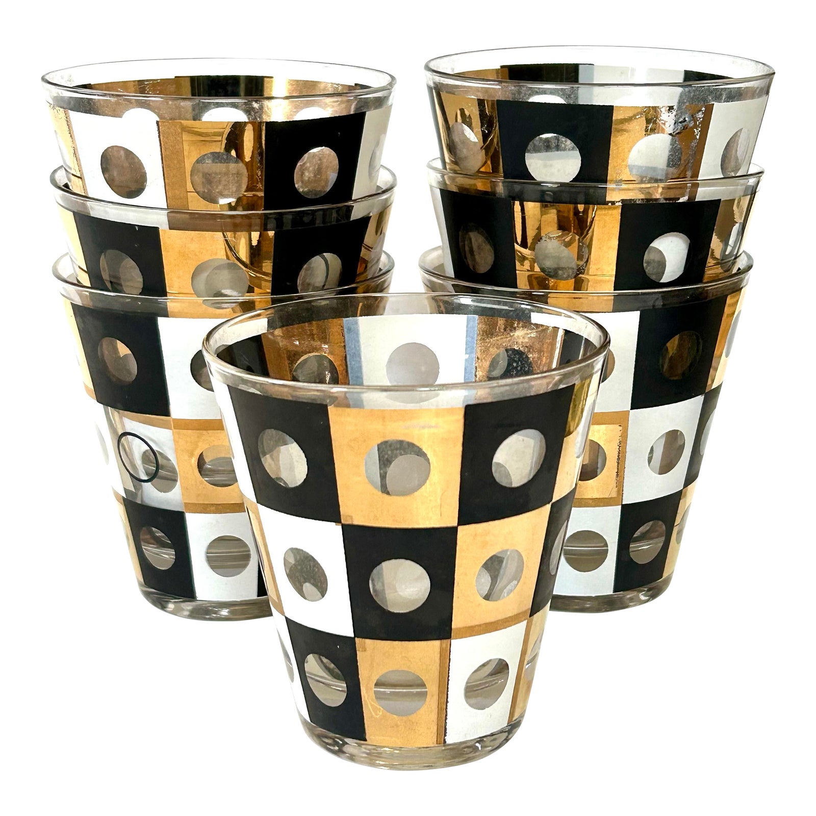 MCM Harlequin Cocktail Glasses, Set of 7 | Chairish