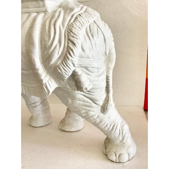 White Elephant Glazed Terra Cotta Cocktail Table With Glass Top | Chairish