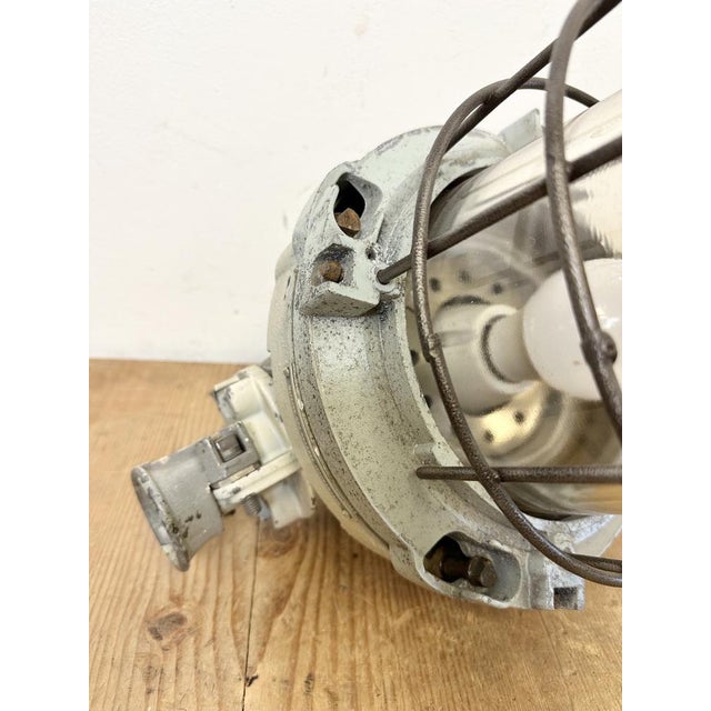 Industrial Bunker Ceiling Light with Iron Cage from Elektrosvit, 1970s ...