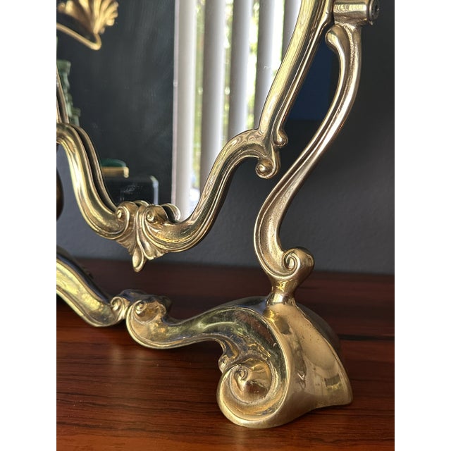 1970s Rococo Brass Vanity Mirror | Chairish