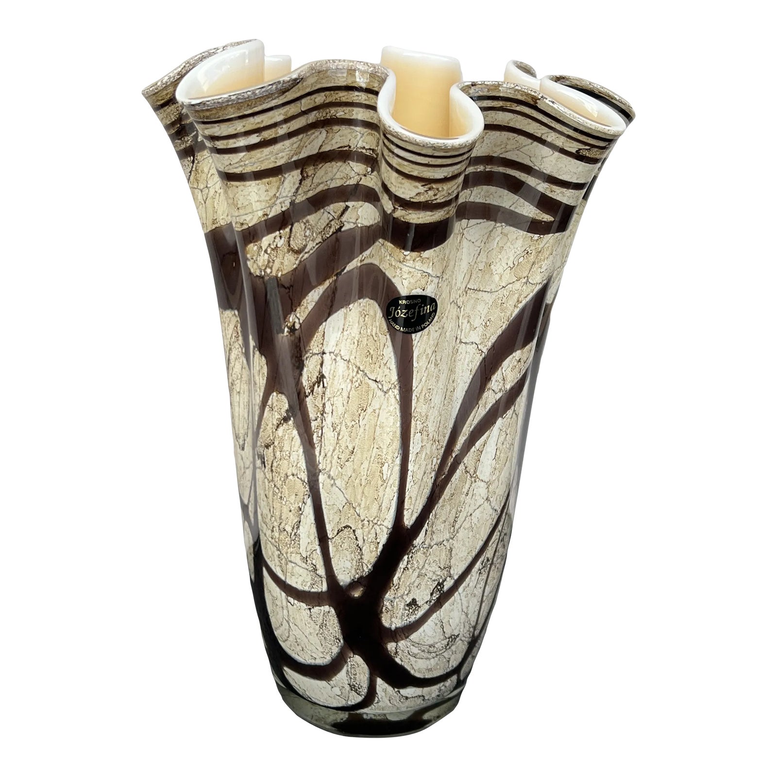 Vintage 20th Century Krosno Jozefina Poland Handcrafted Ruffled Vase ...