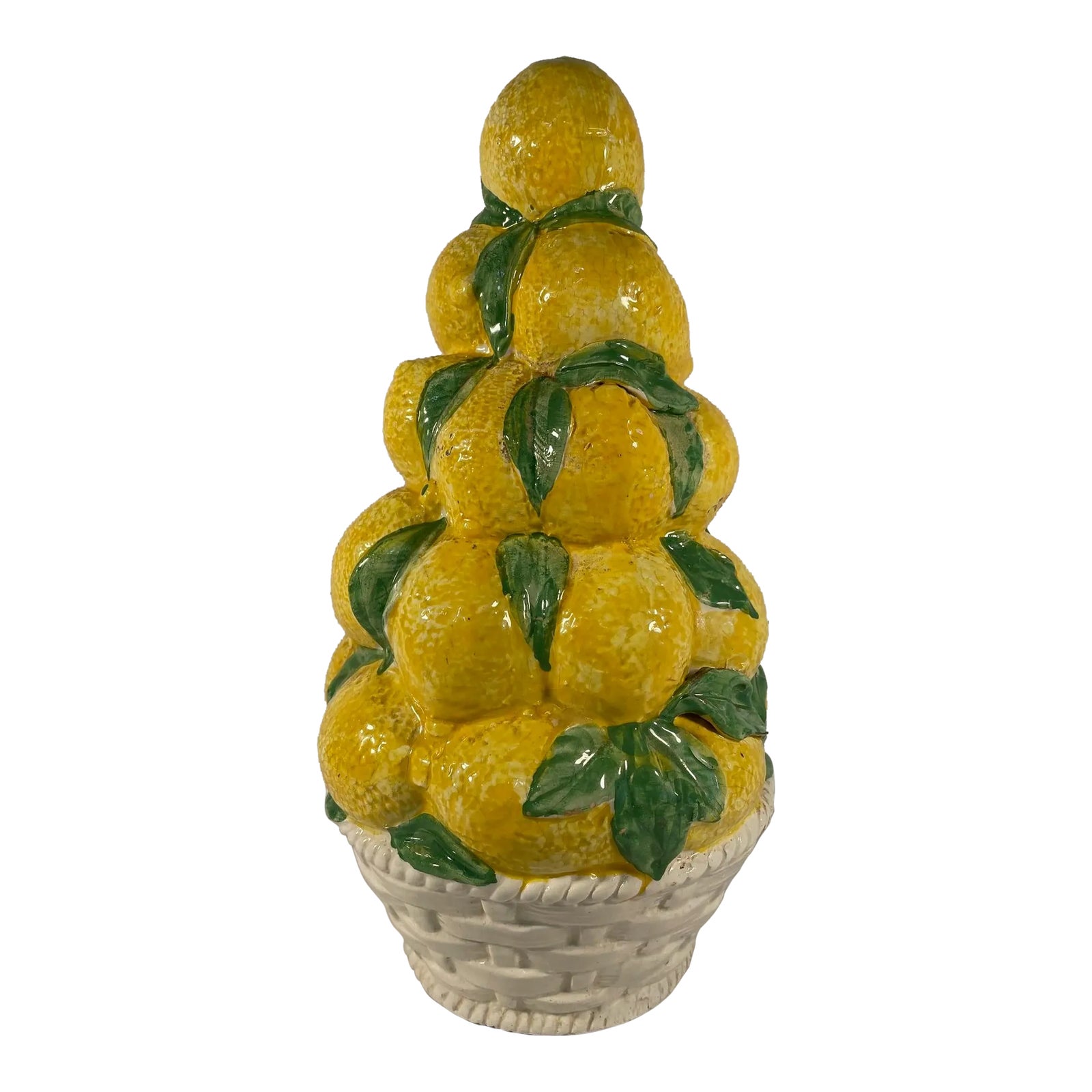 Mid 20th Century Italian Ceramic Majolica Lemon Topiary | Chairish