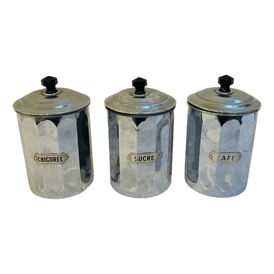 French Art Deco Coffee, Sugar, and Chicory Containers, 1920s, Set of 3 ...