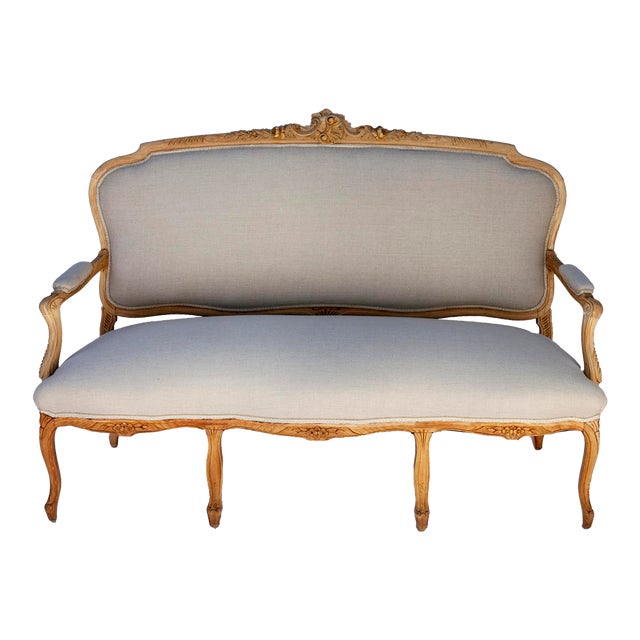 Late 19th Century French Louis XV Style Bleached Walnut Belgian Linen ...