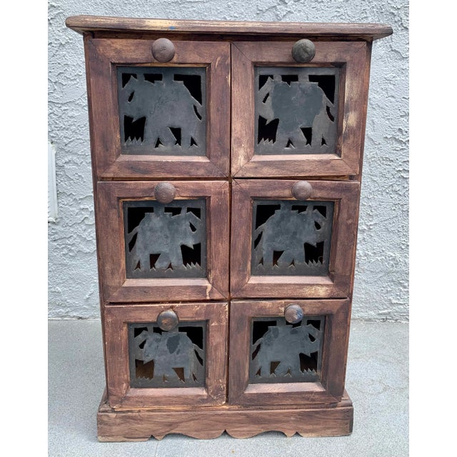 1960s Vintage Wood And Metal Indian 6 Drawer Apothecary Spice Cabinet Chairish