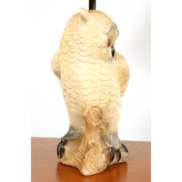 Large Vintage Ceramic Owl Table Lamp | Chairish