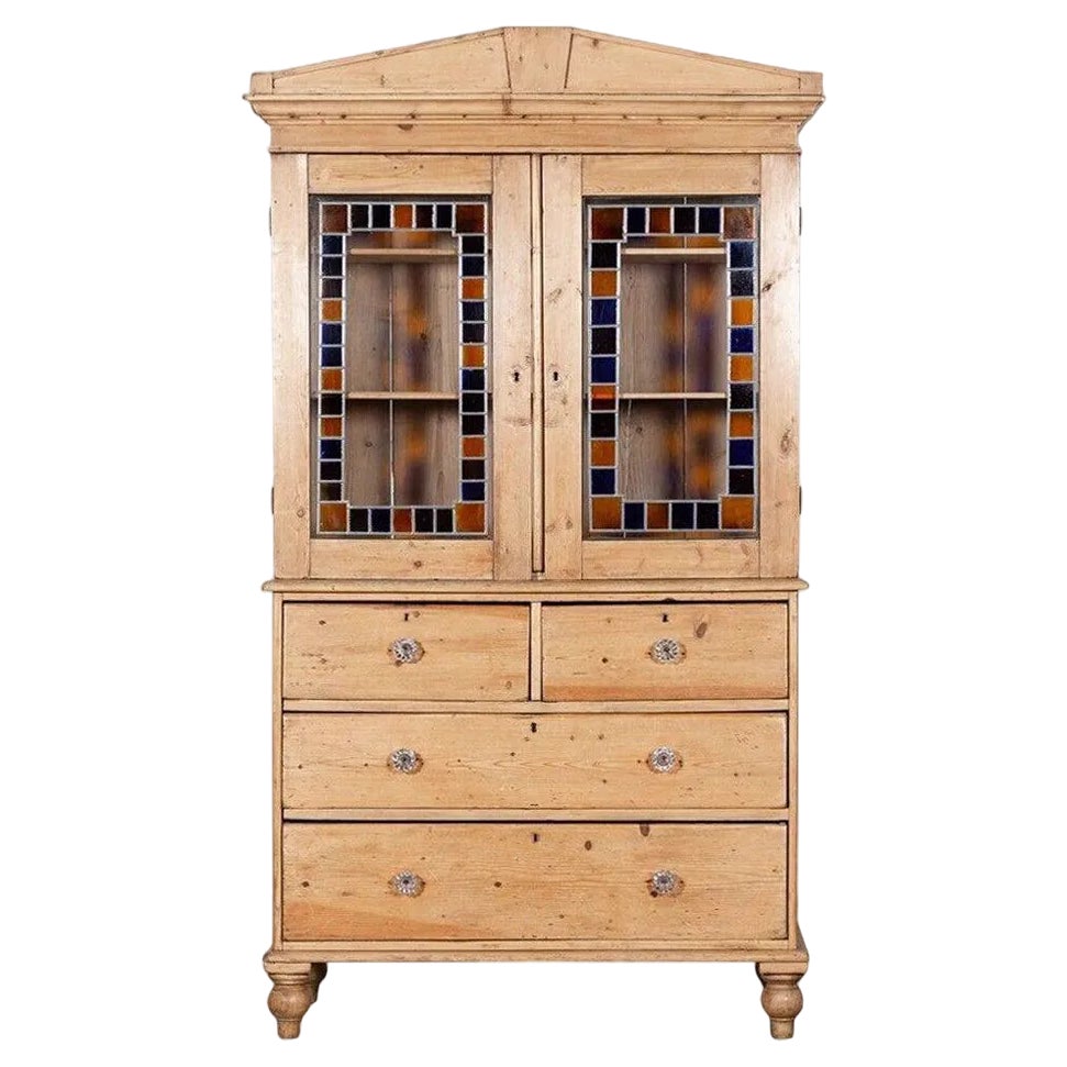 Large English Housekeepers Cabinet in Glazed Pine, 1870s | Chairish