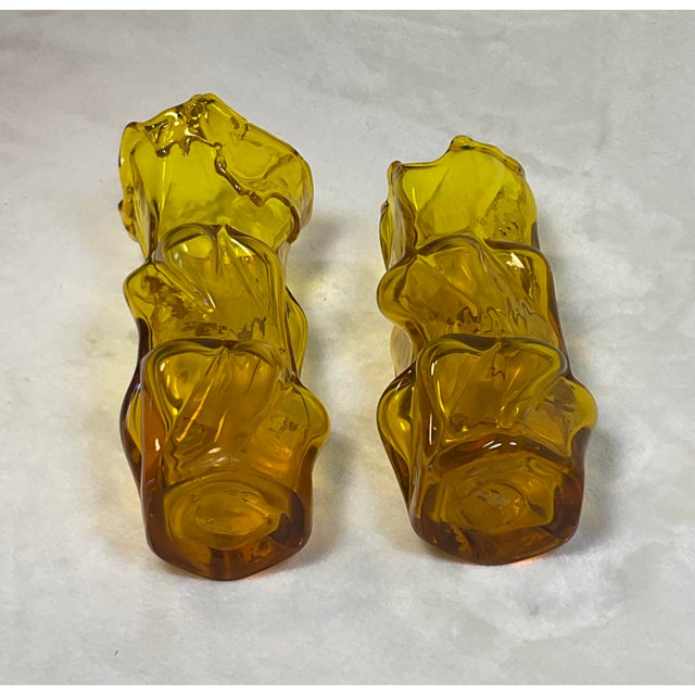 Mid 20th Century Textured Yellow Vases Attributed to Blenko - Set of 2 ...
