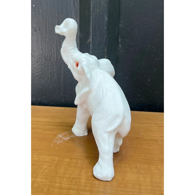 White Alabaster Elephant Sculpture | Chairish