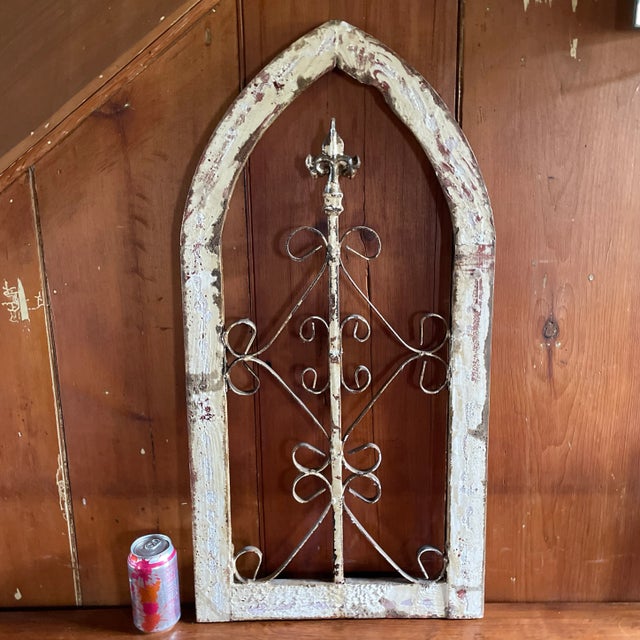 Antique Early 19th Century Wood Church Window Frame With Fleur De Lis ...