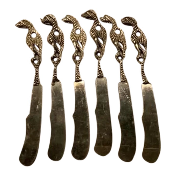 Vintage Dragon Motif Italian Pate Knives - Set of 6 | Chairish