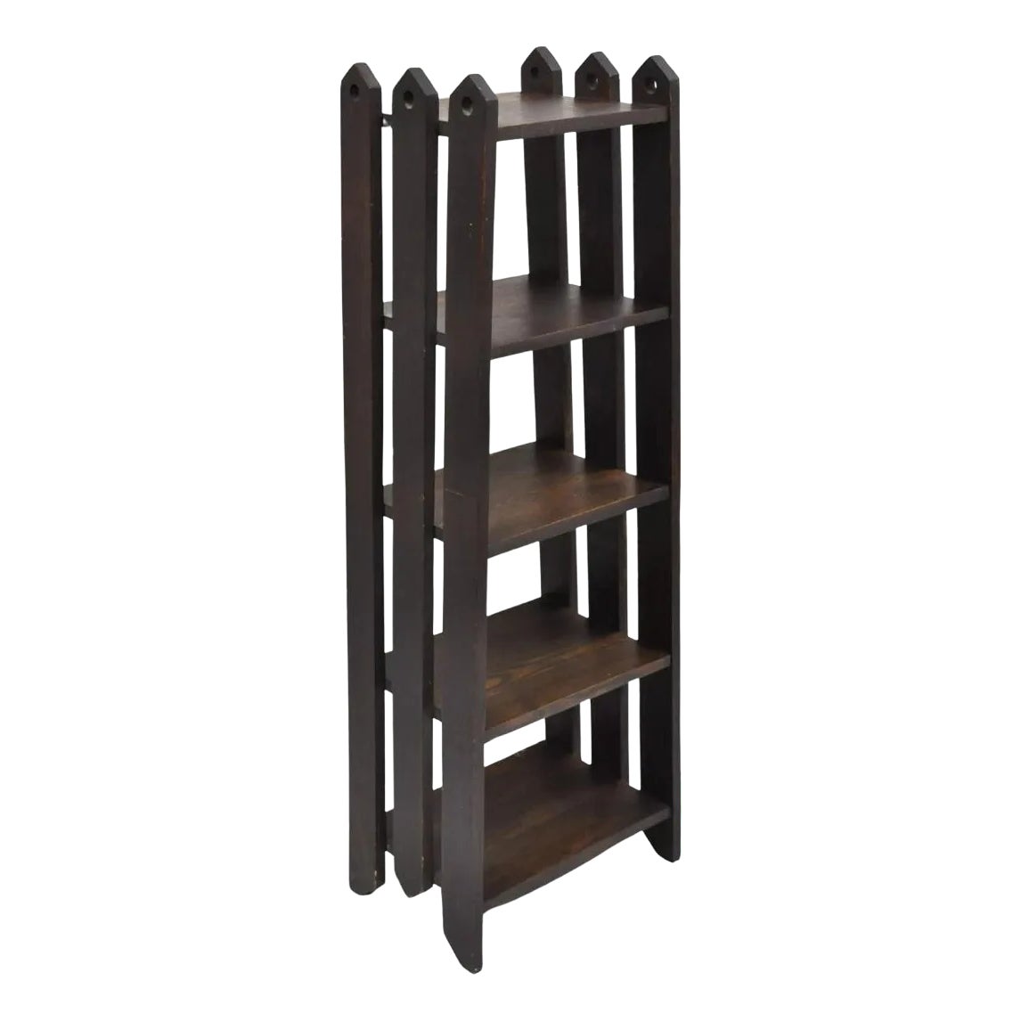Antique Gunlocke Mission Oak Arts & Crafts 5 Tier Slatted Narrow Open ...