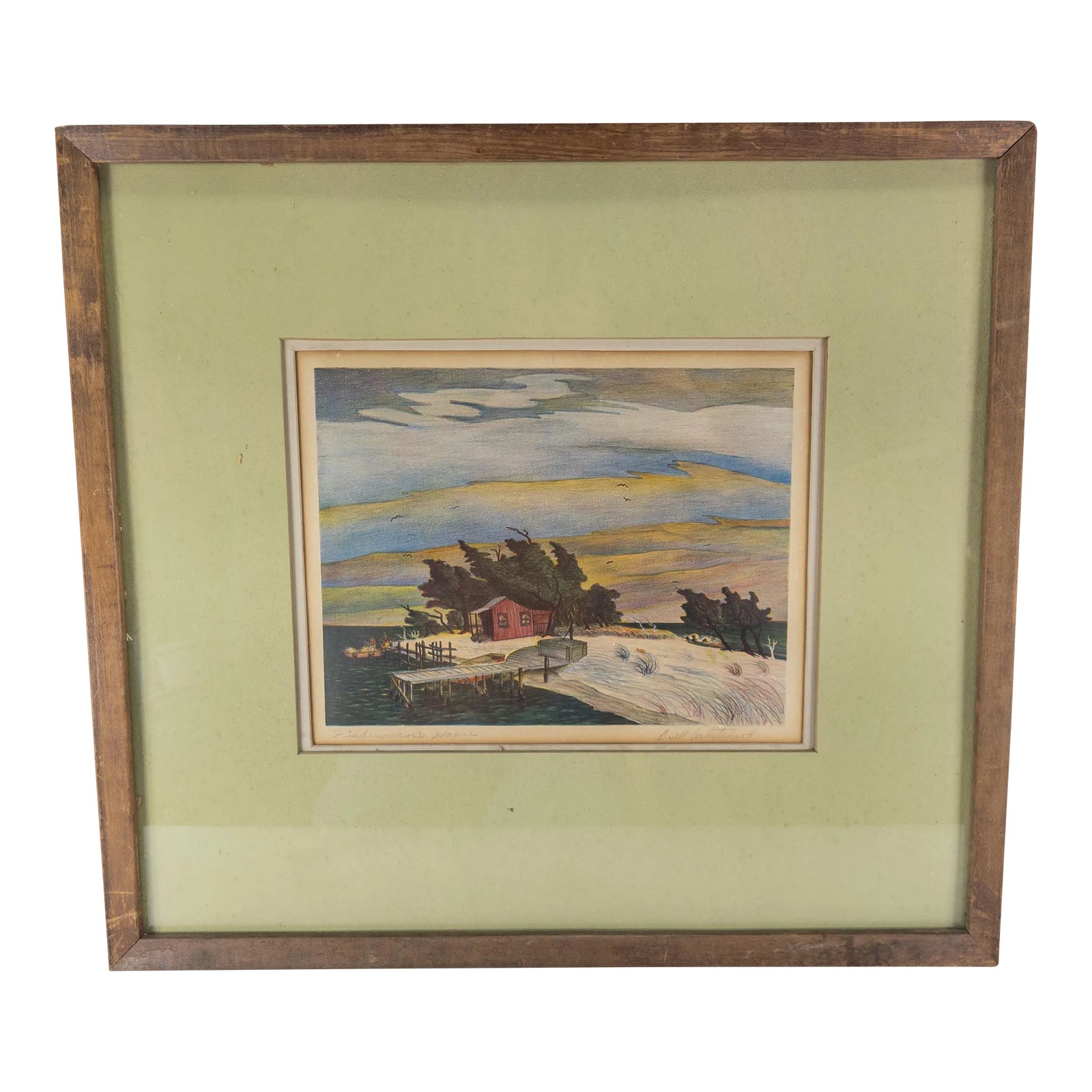 Mid-Century Wpa Style Buell Whitehead Signed Color Lithograph Print ...