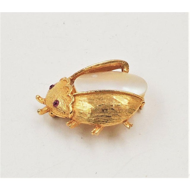 Vintage 1970s Napier Mother-of-Pearl Bug Brooch | Chairish