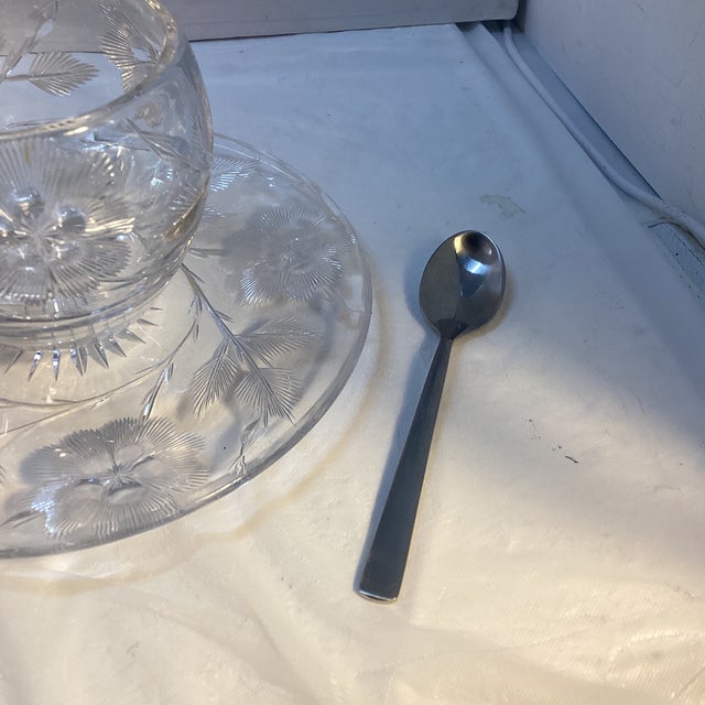 1990s Frank M Whiting Cut Glass Condiment Server - Set of 2 | Chairish