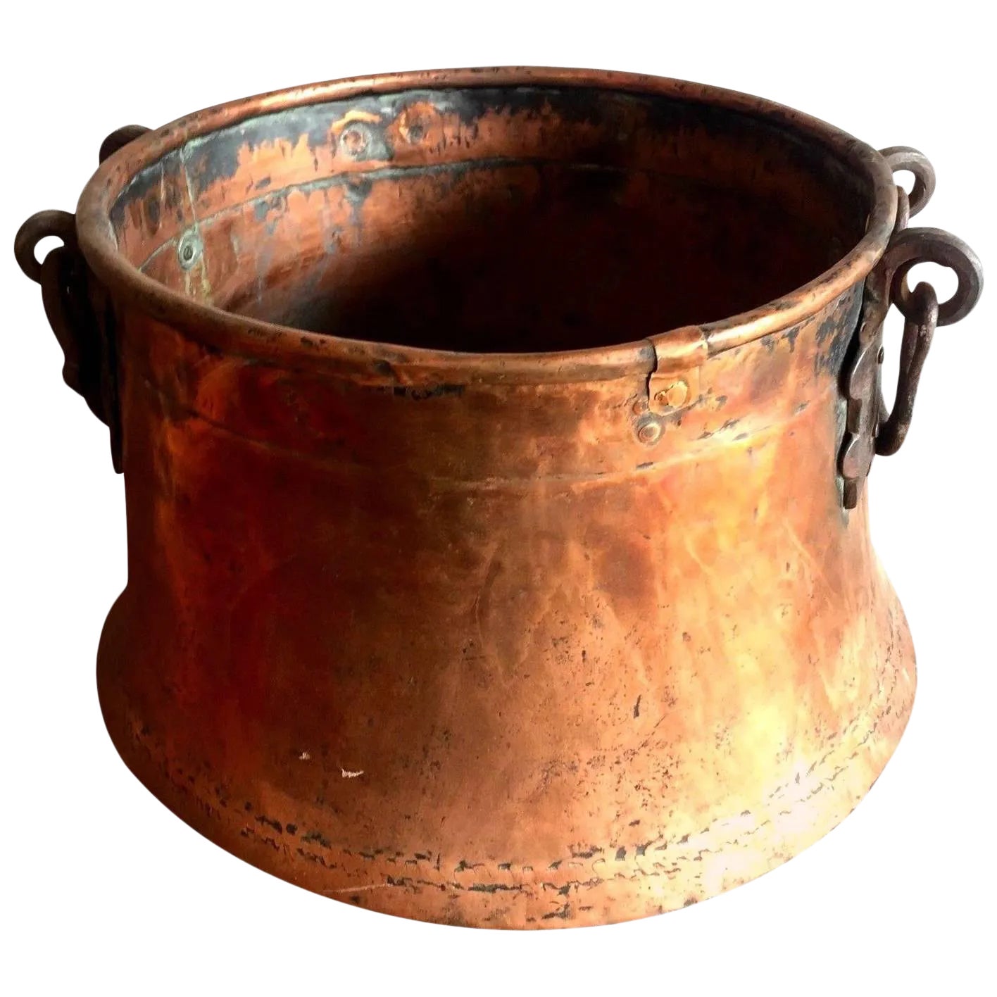 Late Victorian Hand-Hammered Copper Cauldron Pot | Chairish