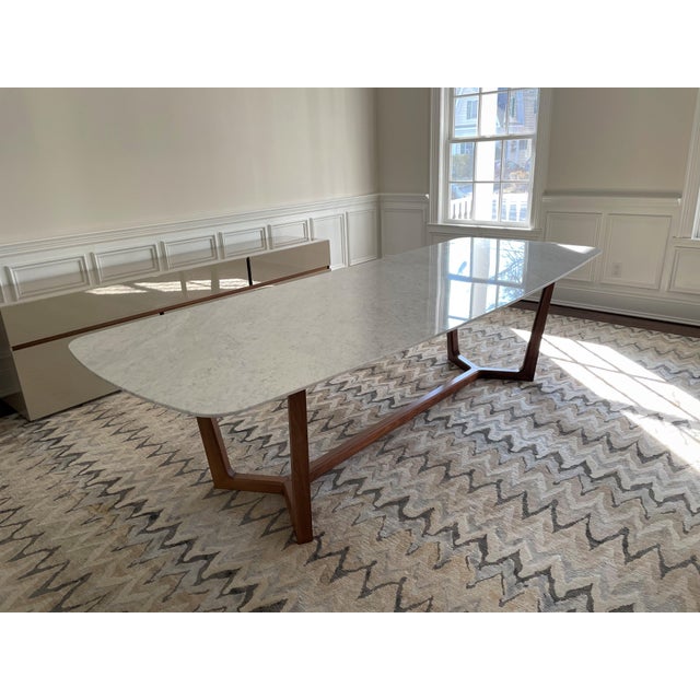 Poliform Concorde Carrara White Marble & Canaletto Walnut Table & 8 ...